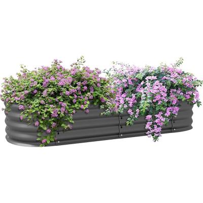 China Oval donkergrijze gegalvaniseerde verhoogde tuinbedden Outdoor voor groenten Te koop