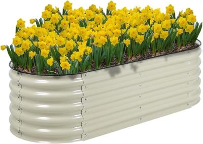 Cina Letto da giardino elevato 4,9*2*1,4 Ft Bianco d' avorio Galvanizzato Box per il giardinaggio all' aperto e piantare verdure in vendita