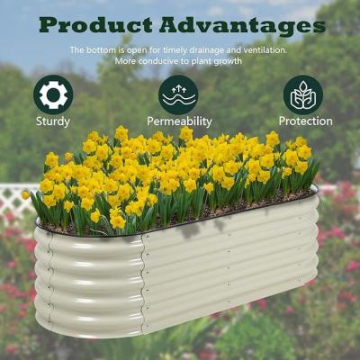 Cina Letto da giardino elevato 4,9*2*1,4 Ft Bianco d' avorio Galvanizzato Box per il giardinaggio all' aperto e piantare verdure in vendita