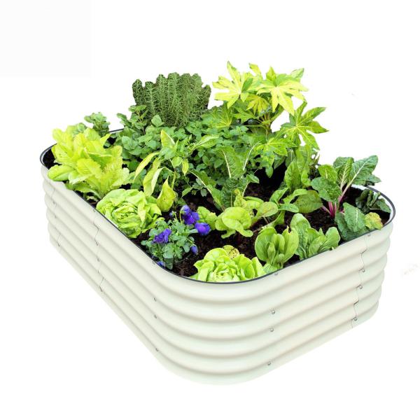 Quality 5x3.4ftx17”Tall Galvanized Raised Garden Beds Outdoor Oval Metal Planter Box For Planting Vegetables Flowers Herb for sale