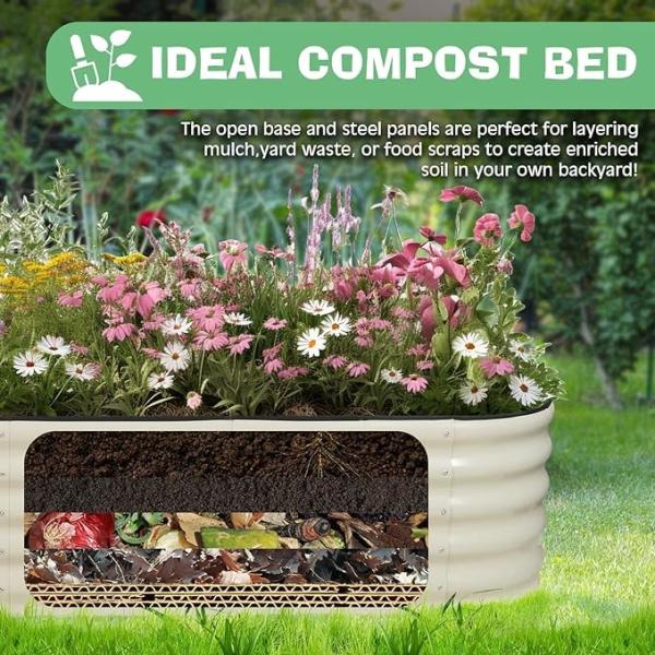 Quality 5x3.4ftx17”Tall Galvanized Raised Garden Beds Outdoor Oval Metal Planter Box For for sale