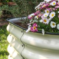 China 7.9*3.4*0.92 FT Oval Double Layer Galvanized Raised Bed Planters Solid Pattern for sale