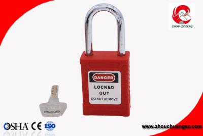China Red Safety Lockout Padlock with  38mm Steel Shackle , Customized Language for sale