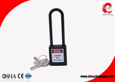 China Black Non Conductive Safety Lockout Padlock with 76mm Long Nylon Shackle for sale