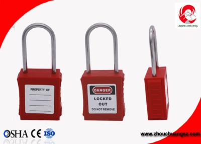 China 4mm Metal Shackle Safety Lockout Padlock with Non Conductive Plastic Lock Body for sale