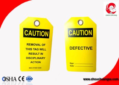China Durable Customized Lockout Tagout Labels Safety Tags for Equipment Yellow Color 0.5mm Thickness for sale