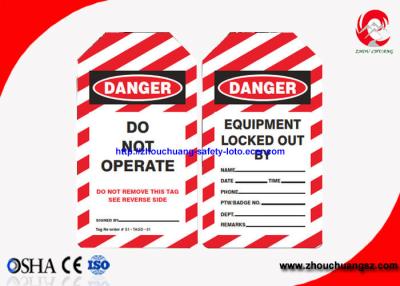 China Osha Danger PVC Lock Out Tags With English Language Red / White Color for sale