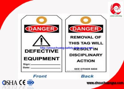 China 70 * 140 * 0.5mm Lock Out Tag PVC Material And White Color Can Customized for sale