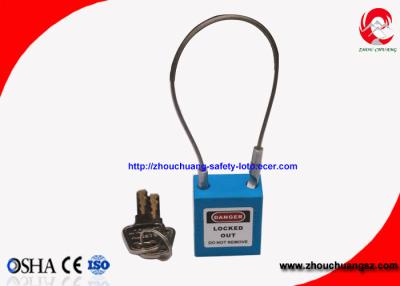 China Blue Safety Cable Shackle Padlock with 38mm Non-Conductive PA Lock Body for sale