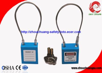 China Stainless Steel Safety Cable Shackle Padlock with 150mm Length 3.2mm Thickness for sale