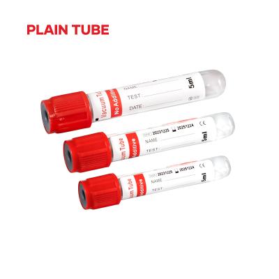 China Red Cap Plain Blood Collection Tube No Additive Plain Vial 13×75mm 13×100mm for sale
