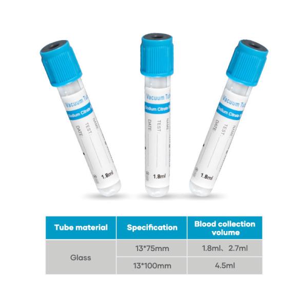 Quality Light Blue Cap 3.2% Sodium Citrate PT Tube Transparent Body For Coagulation Test for sale