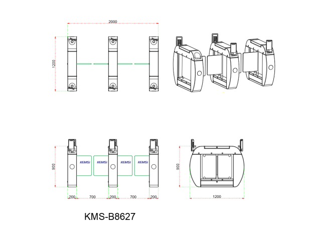 KEMAISI Speed Gate Turnstile technical specifications and installation view