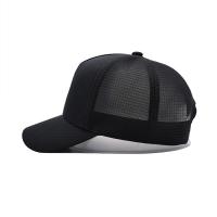 China Custom 5 Panel Trucker Cap Black Polyester Short Brim 58cm Size Plastic Snap for sale