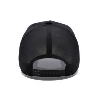 China Custom 5 Panel Trucker Cap Black Polyester Short Brim 58cm Size Plastic Snap for sale