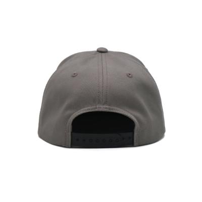 China Sublimation Patch In Front Panel Flat Brim Snapback Hats 100% Cotton Twill Grey Caps for sale