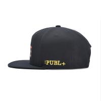 China Sublimation Patch Embroidery Flat Brim Snapback Cap Black 58cm 5 Panels for sale