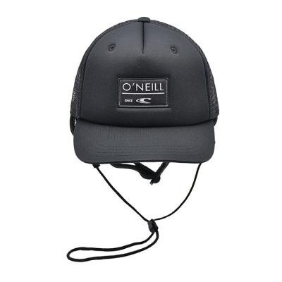 China Black 5 Panel Sport Trucker Hat Polyester Mesh Back Embroidered Custom Logo for sale