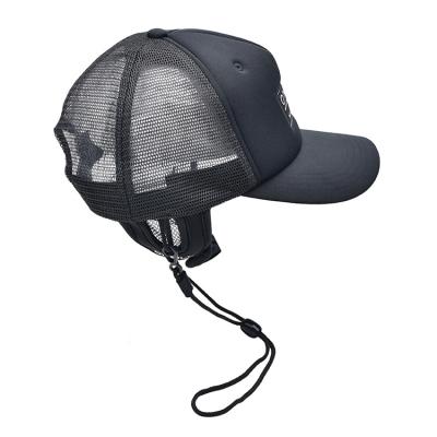 China Black 5 Panel Sport Trucker Hat Polyester Mesh Back Embroidered Custom Logo for sale