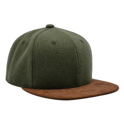 China Zwei Tone Army Green Melton Wool Hysteresen-Hut mit Veloursleder-Rand zu verkaufen