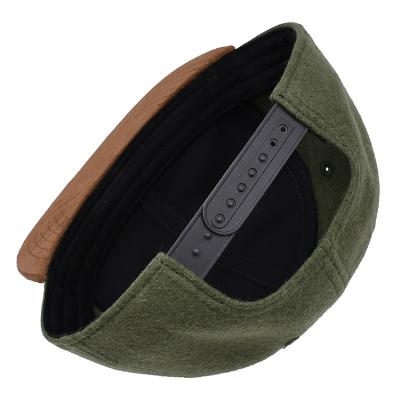 China Zwei Tone Army Green Melton Wool Hysteresen-Hut mit Veloursleder-Rand zu verkaufen