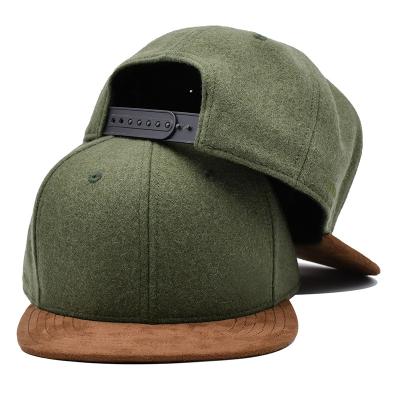 China Zwei Tone Army Green Melton Wool Hysteresen-Hut mit Veloursleder-Rand zu verkaufen