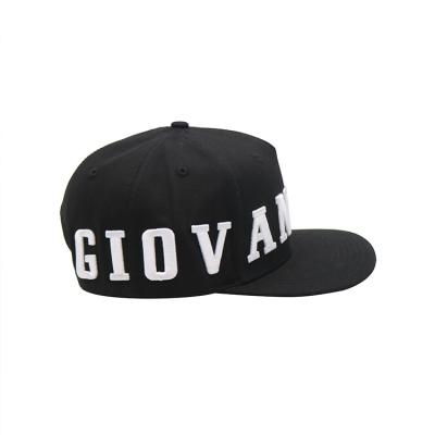 China High Durability Black Flat Visor Snapback Hat With Embroidered Logo for sale