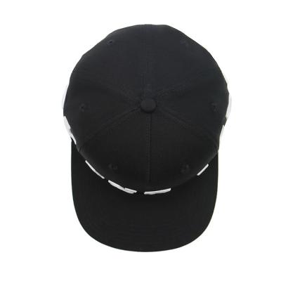 China High Durability Black Flat Visor Snapback Hat With Embroidered Logo for sale