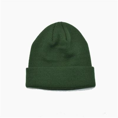 China OEM Unique Green Knit Beanie Hats With Embroidery Pattern for sale