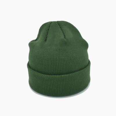 China OEM Unique Green Knit Beanie Hats With Embroidery Pattern for sale