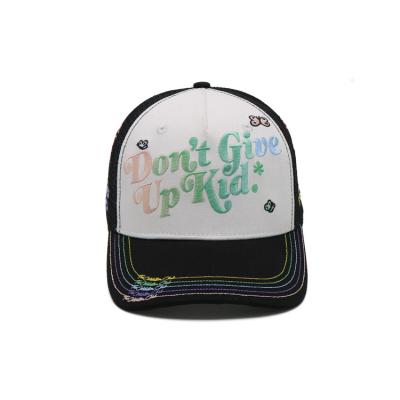 China Custom 5 Panel Trucker Cap 3d Puff Embroidery Patch Logo Mesh Snap Back Truck Cap for sale