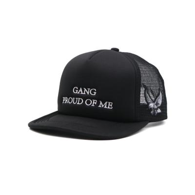 China Fashion Outdoor National Tide Style Flat Brim Trucker Hats With Embroidered Logo 6 Eyelets for sale