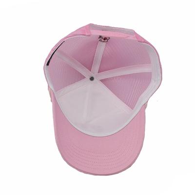 China Pre Curved Visor Cotton Polyester Trucker Cap With Embroidered Logo for sale