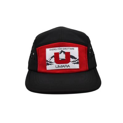 China Waterproof Laser Cut Drilled Hole 5 Panel Camper Hat Lightweight Nylon Running Mesh Cap for sale