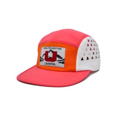 China Duck tongue cap color patchwork 5-page panel camper cap flat brim for sale