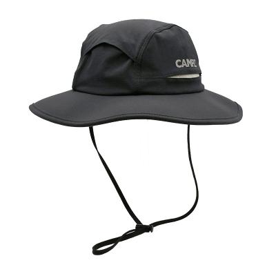 China Quick Dry Polyester Waterproof Safari Beach Cap Fisherman Wide Brim String Bucket Hat for sale