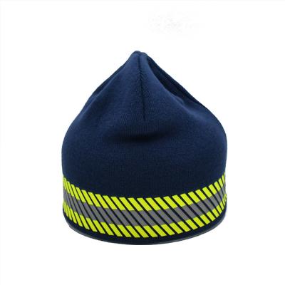 China 58CM Unisex Knit Beanie Hats In Blue Green Color Custom for sale