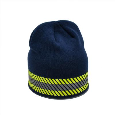 China 58CM Unisex Knit Beanie Hats In Blue Green Color Custom for sale