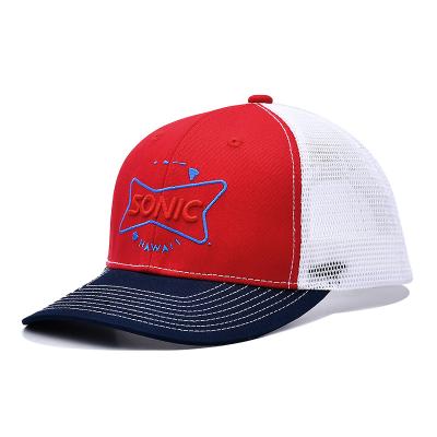 China Customizable 6 Panel Trucker Cap Pre Curved Visor Logo Embroidery for sale