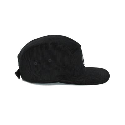 China Corduroy 5 Panel Camper Cap For Running Flat Bill Camping Hat for sale
