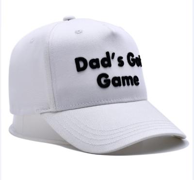 China Flat Curve Peak Style 5 Panel Baseball Cap With 3D Embroidery Logo Cotton Sweatband for sale