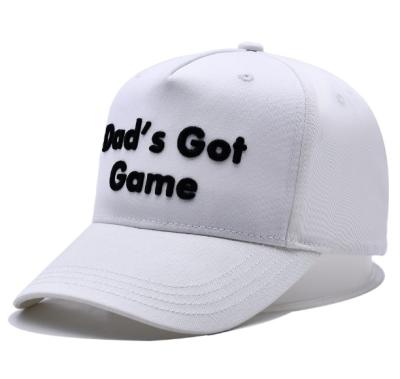 China Flat Curve Peak Style 5 Panel Baseball Cap With 3D Embroidery Logo Cotton Sweatband for sale
