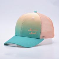 China Custom Six Panel Trucker Baseball Cap High Profile Cotton Adjustable Strap 6 Eyelets for sale