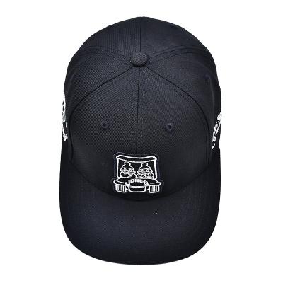 China Embroidered Structured Snapback Hats with Flat Visor Cotton Fabric And Inner Tape Printing for sale