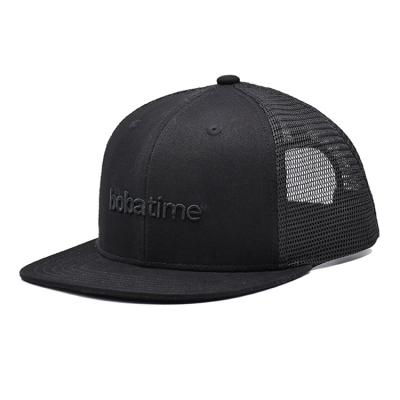 China Breathable Cotton 6 Panel Unisex Trucker Cap with Embroidered Logo And Woven Label for sale