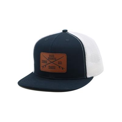 China Customized Embroidered Eyelets 6 Panel Trucker Cap with Pre Curved Visor for sale