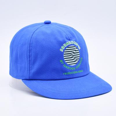 China High quality custom printed snapback caps blue unstructured 5 panels flat brim outdoor soft hip hop hats for men for sale