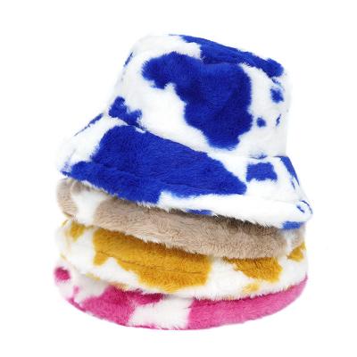 China Outdoor women winter warm Faux Fur Fluffy Bucket Hat  Soft Velvet Furry Fisherman Caps Girl Fashion Panama for sale
