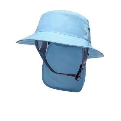 China New Breathable Brim Sunshade Quick-Drying Beach Cool Surfing Hat Cap Custom Surf Bucket Hat for sale