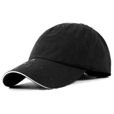 China Black Blank Waterproof Baseball Cap Adjustable Buckle Quick Dry Upf50+ Sport Baseball Hats for sale